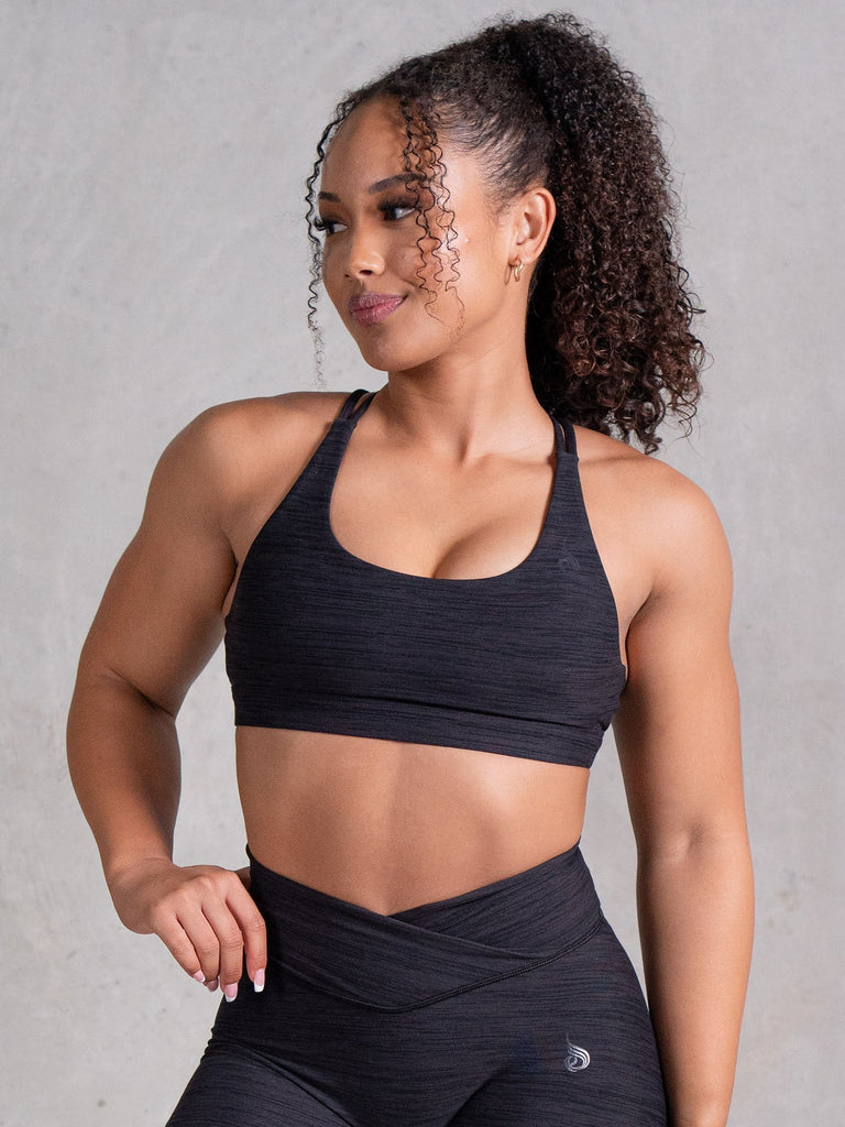 Icon Scoop Neck Sports Bra - Black Marl - Ryderwear