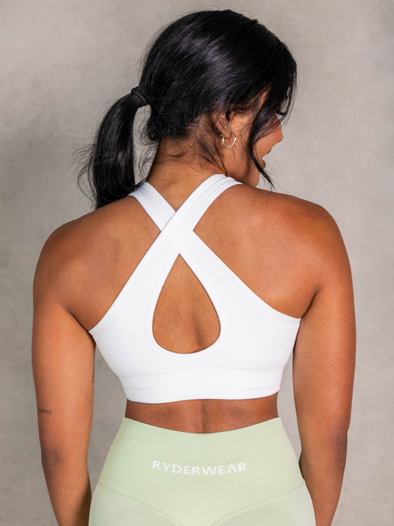 NRG Seamless Scoop Neck Sports Bra - White - Ryderwear