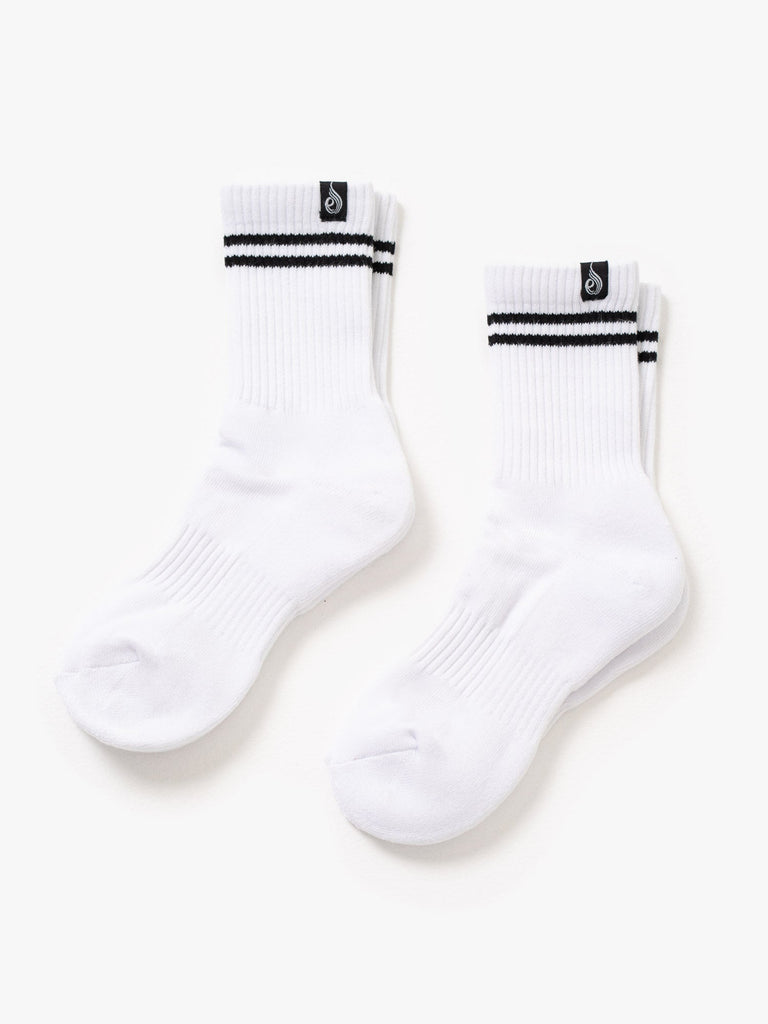 Stripe Crew Socks 2 Pack - White - Ryderwear
