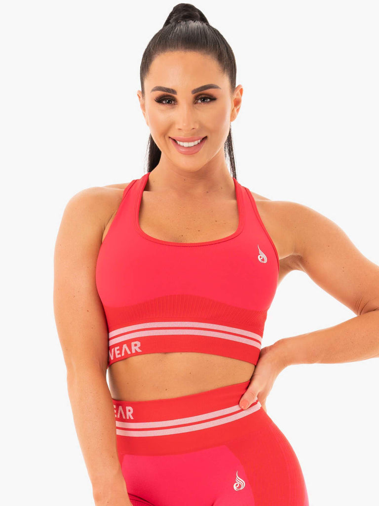 Freestyle Seamless Longline Sports Bra - Red - Ryderwear