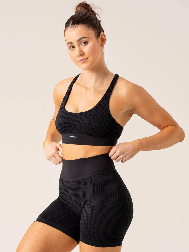Honeycomb Seamless Sports Bra - Black - Ryderwear