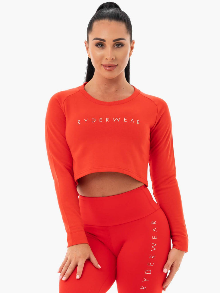 Staples Cropped Sweater - Red - Ryderwear