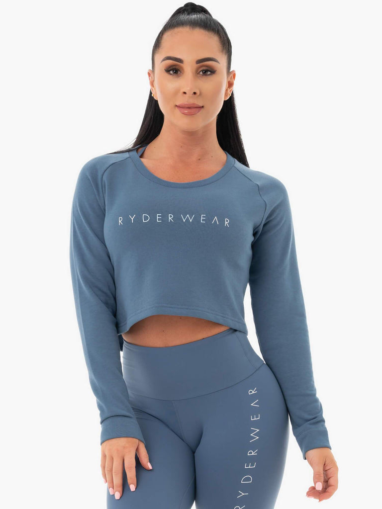 Staples Cropped Sweater - Steel Blue - Ryderwear